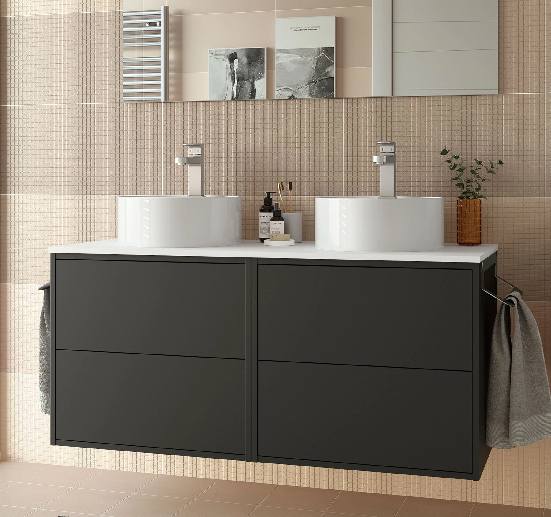 Set Bagno Completo TULIPANO 120 cm senza Specchio - Nero